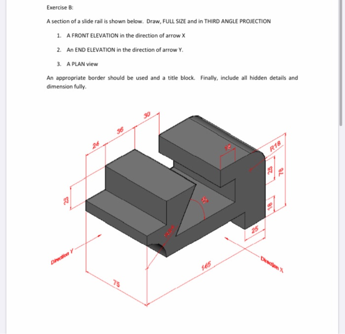 Solved Exercise B: A section of a slide rail is shown below. | Chegg.com