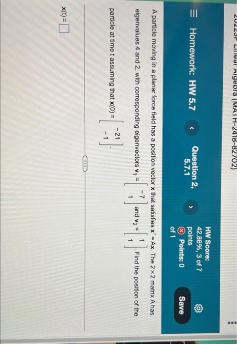 Solved 20223P Lineal Algebra (MATH-2418-82702) BBB = | Chegg.com