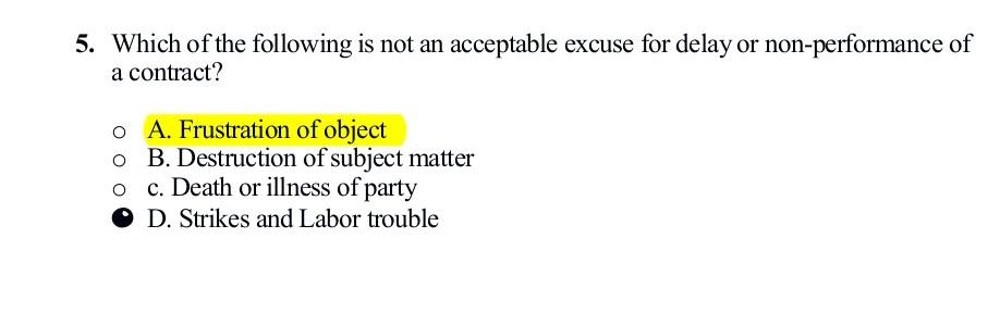 Solved Which of the following is not an acceptable excuse | Chegg.com