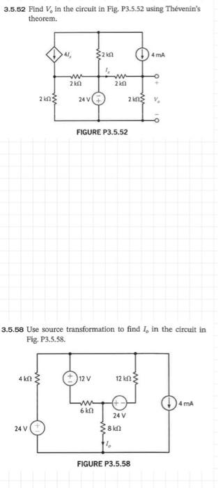 Solved 3.5.52 Find V0 in the circuit in Fig. P3.5.52 using | Chegg.com