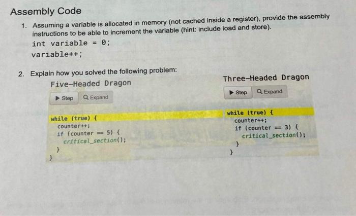 Solved Assembly Code 1. Assuming a variable is allocated in | Chegg.com