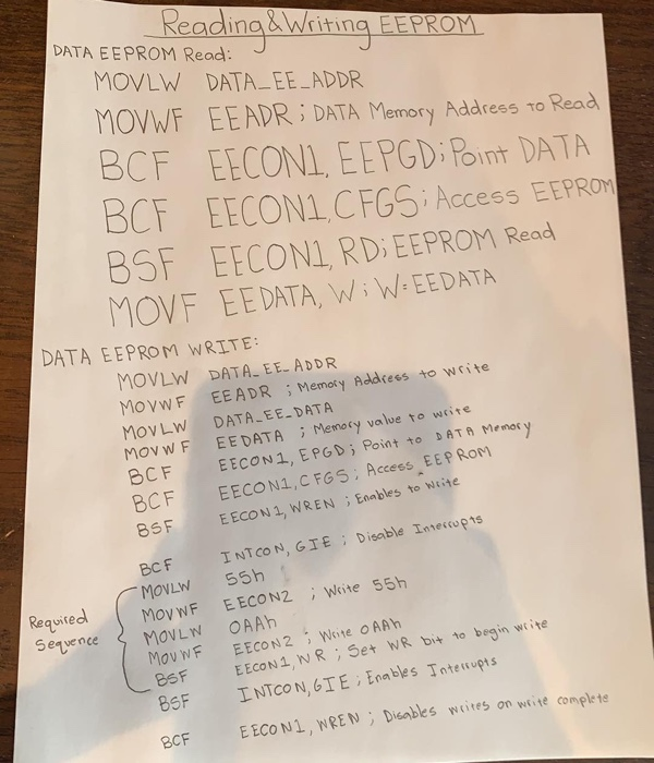 Reading&Writing EEPROM DATA EEPROM Read: J MOVLW | Chegg.com
