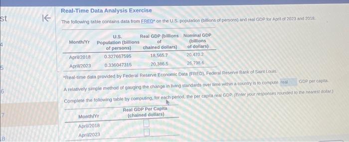 Solved Real Time Data Analysis Exercise The Following Table 3644