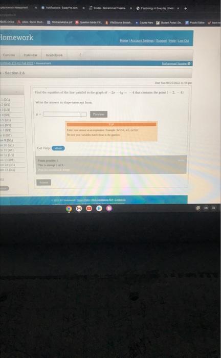 Solved Find the equation of the line parallel to the graph | Chegg.com