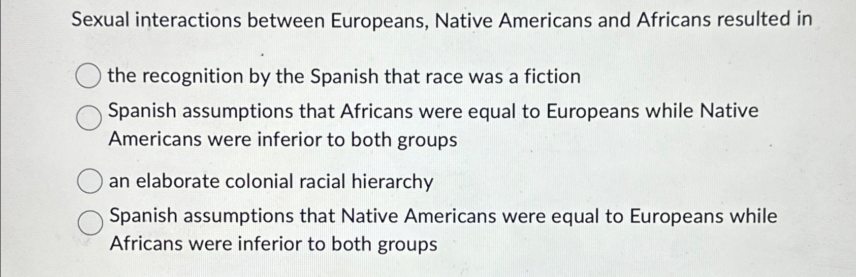 Solved Sexual interactions between Europeans, Native | Chegg.com