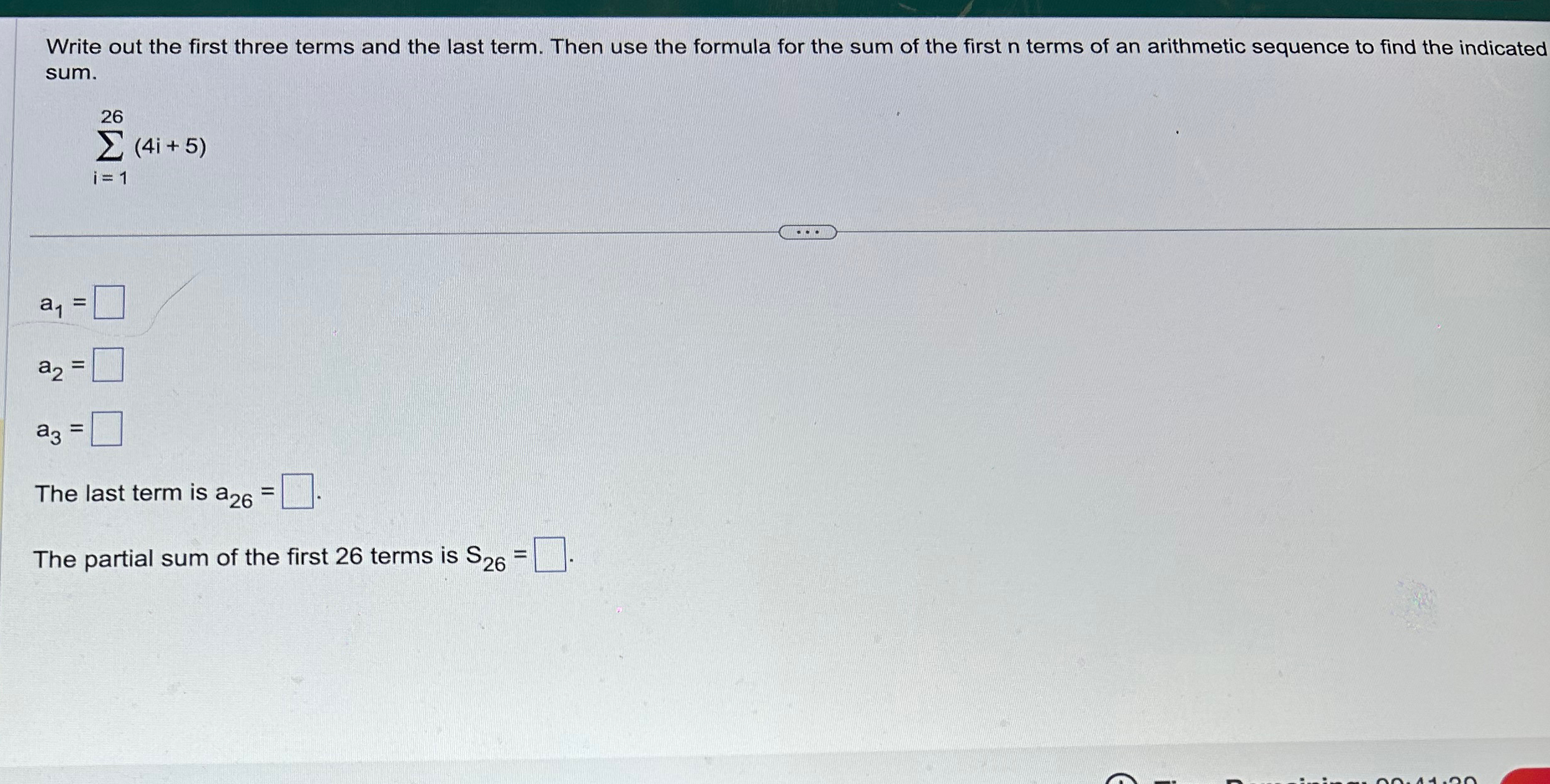 Solved Write out the first three terms and the last term. | Chegg.com