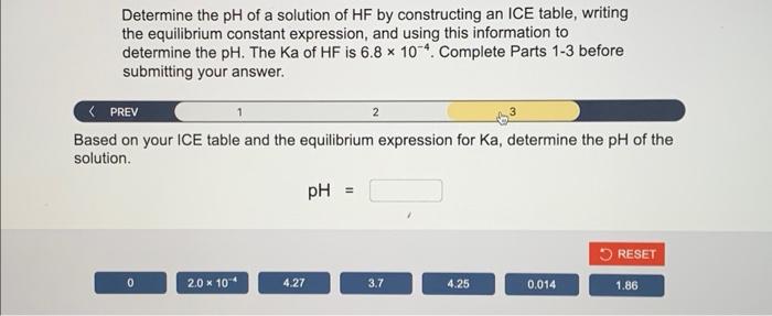 Solved Determine the pH of a solution of HF by constructing | Chegg.com