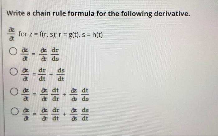 Solved Write a chain rule formula for the following | Chegg.com