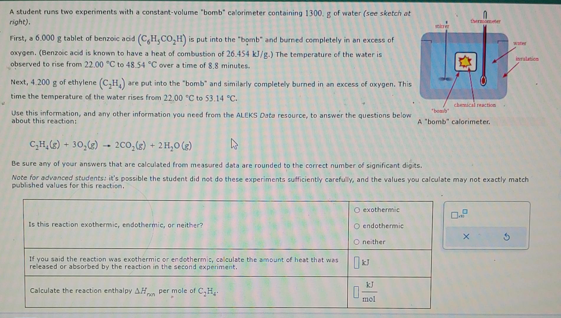 Solved A student runs two experiments with a constant-volume | Chegg.com