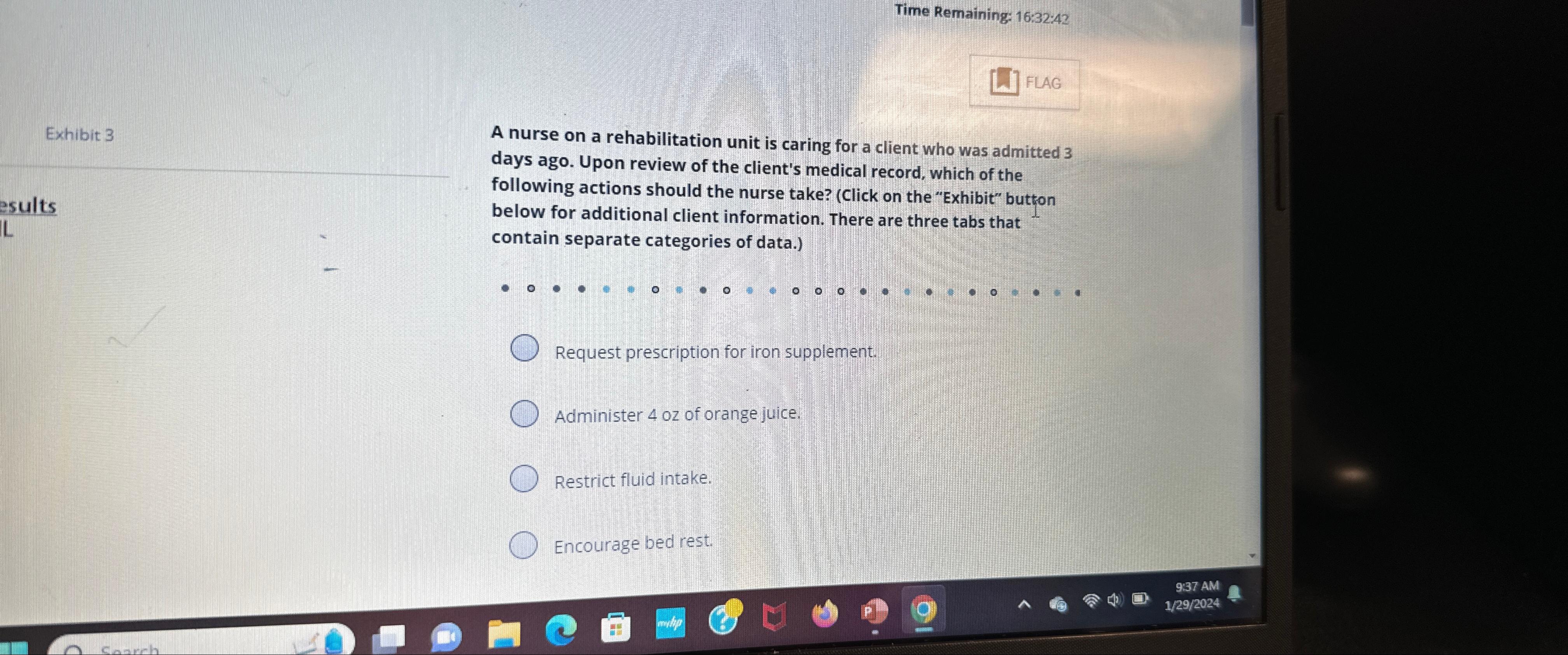 Solved Time Remaining: 16:32:42FLAGExhibit 3esultssultsLA | Chegg.com