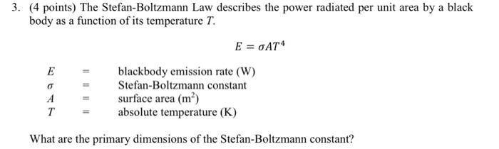 Solved (4 points) The Stefan-Boltzmann Law describes the | Chegg.com