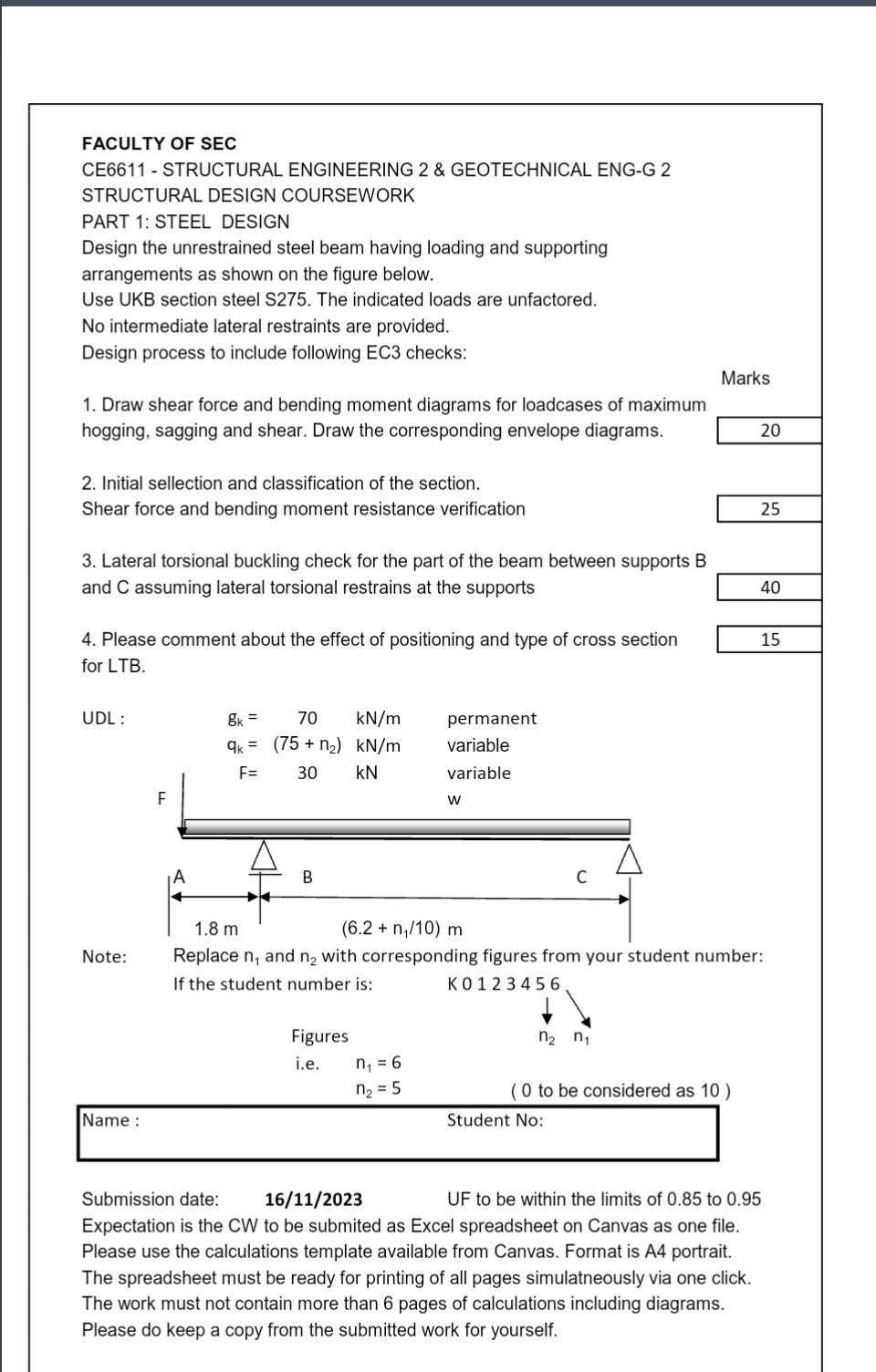 Solved Submission date: 16/11/2023UF to be within the limits | Chegg.com