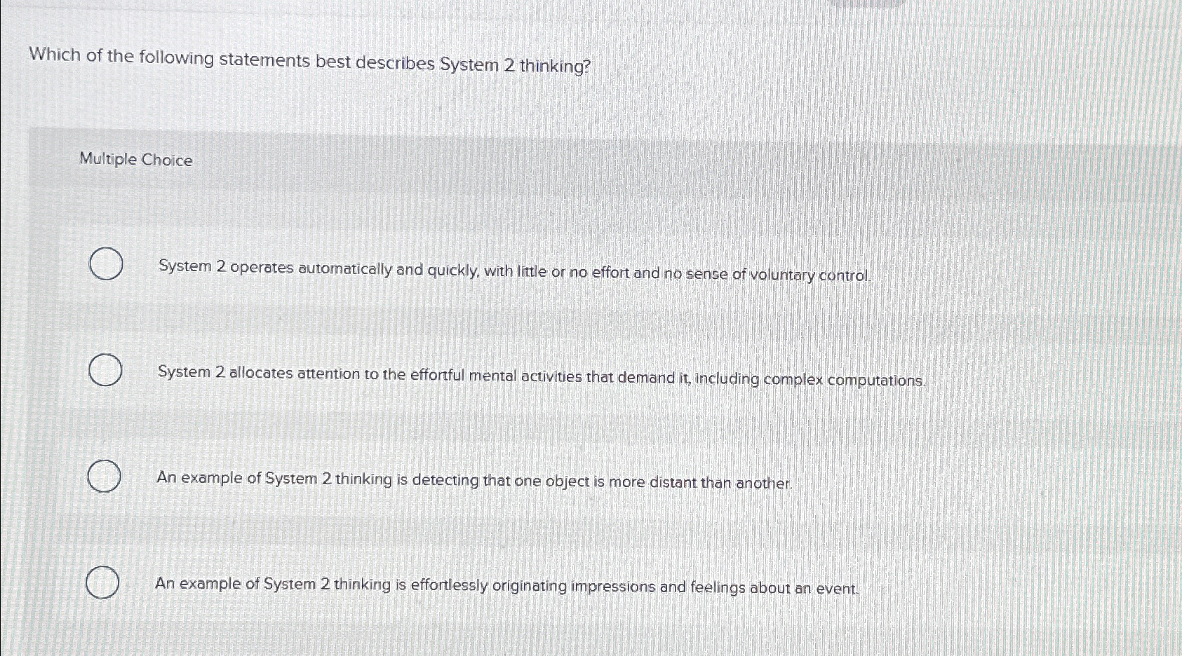 Solved Which of the following statements best describes | Chegg.com