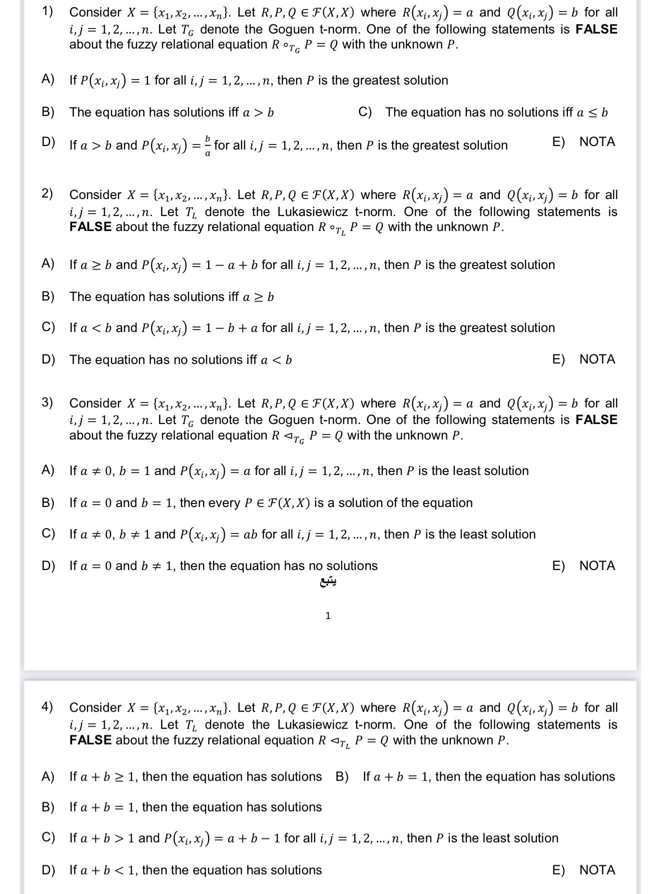 Solved Consider x={x1,x2,dots,xn}. ﻿Let R,P,QinF(x,x) ﻿where | Chegg.com