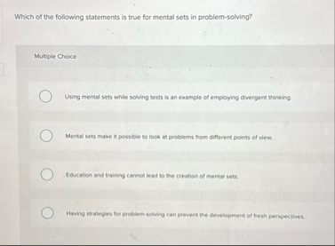 Solved Which of the following statements is true for mental | Chegg.com