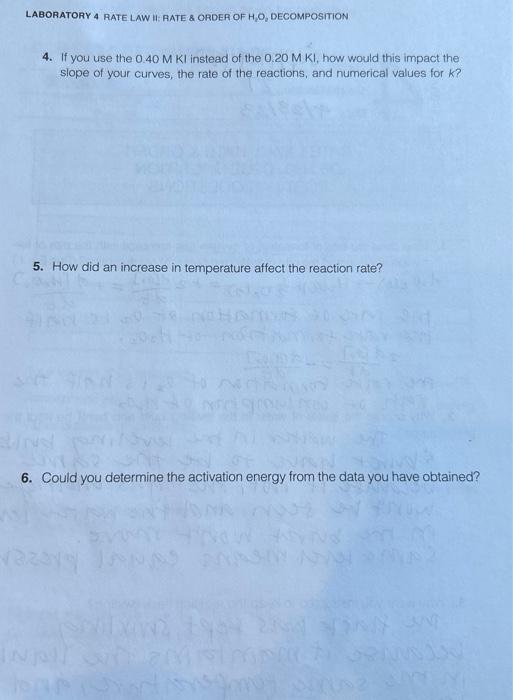 Solved Rate law II: rate and order of H2O2 decomposition | Chegg.com