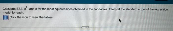 Solved Data tableCalculate SSE, s2, and s for the least | Chegg.com
