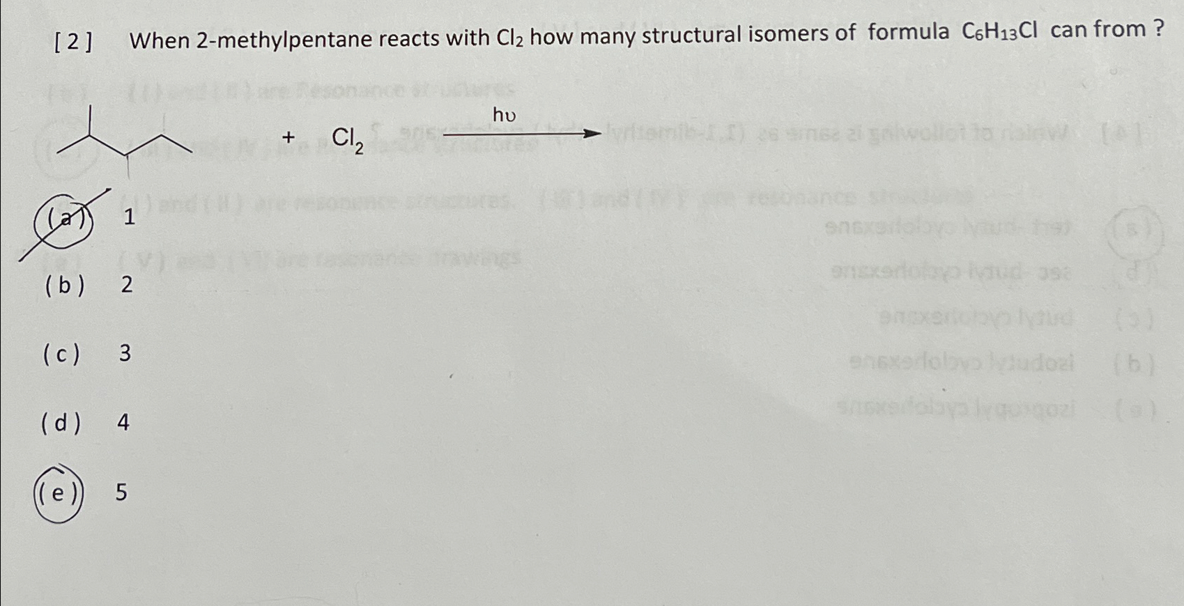 Solved [2] ﻿When 2-methylpentane reacts with Cl2 ﻿how many | Chegg.com