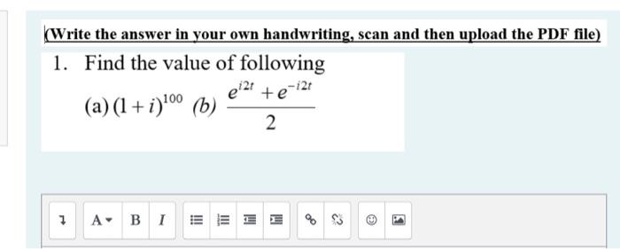 Solved (Write the answer in your own handwriting, scan and | Chegg.com