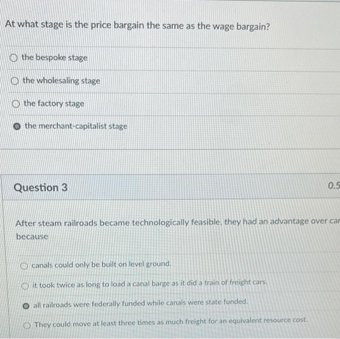 Solved At what stage is the price bargain the same as the | Chegg.com