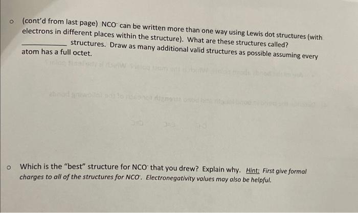 Solved o cont'd from last page) NCO can be written more than | Chegg.com