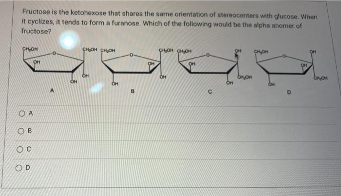 Solved Fructose is the ketohexose that shares the same | Chegg.com