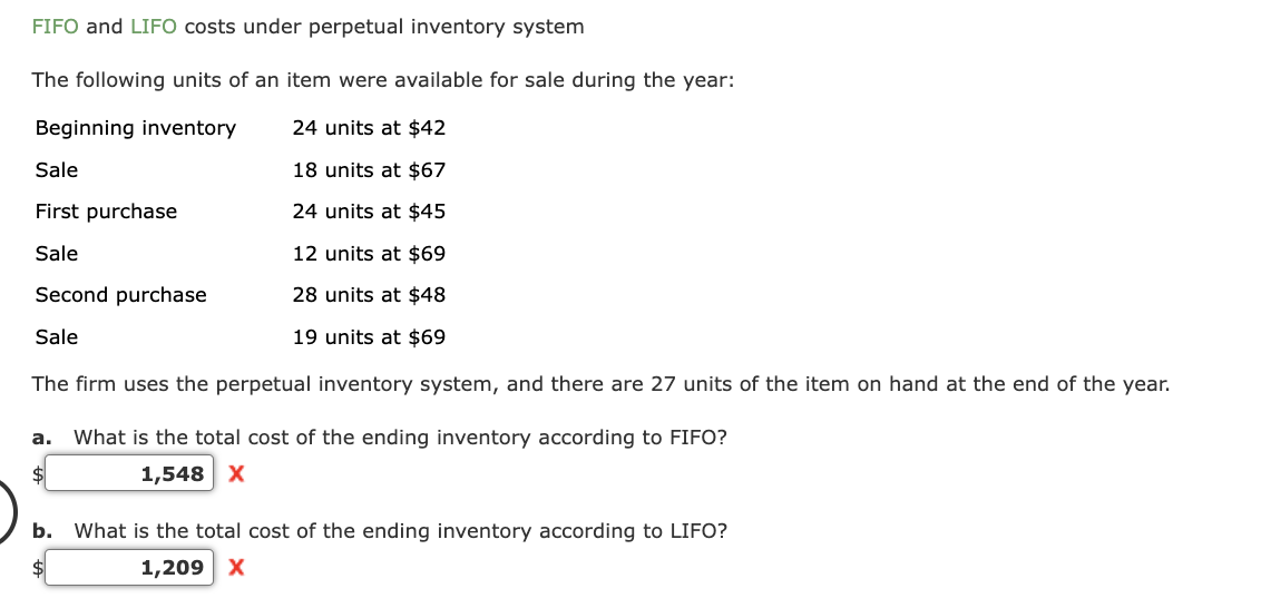 Solved FIFO and LIFO costs under perpetual inventory | Chegg.com