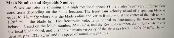 Solved Mach Number and Reynolds Number When the rotor is | Chegg.com