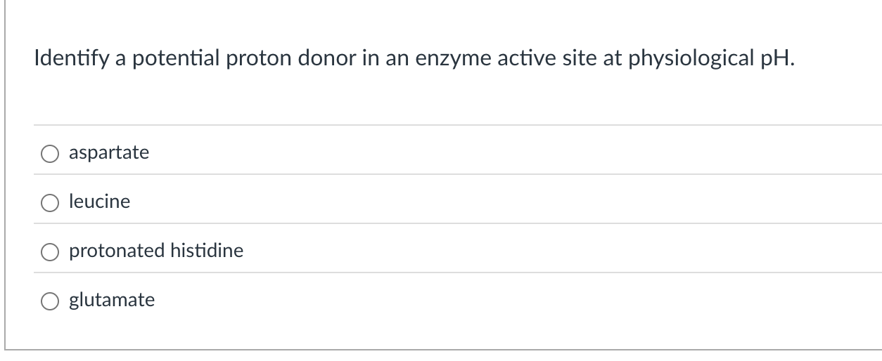 Solved Identify a potential proton donor in an enzyme active | Chegg.com