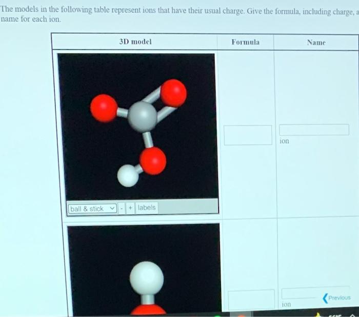 Solved The models in the following table represent ions that | Chegg.com