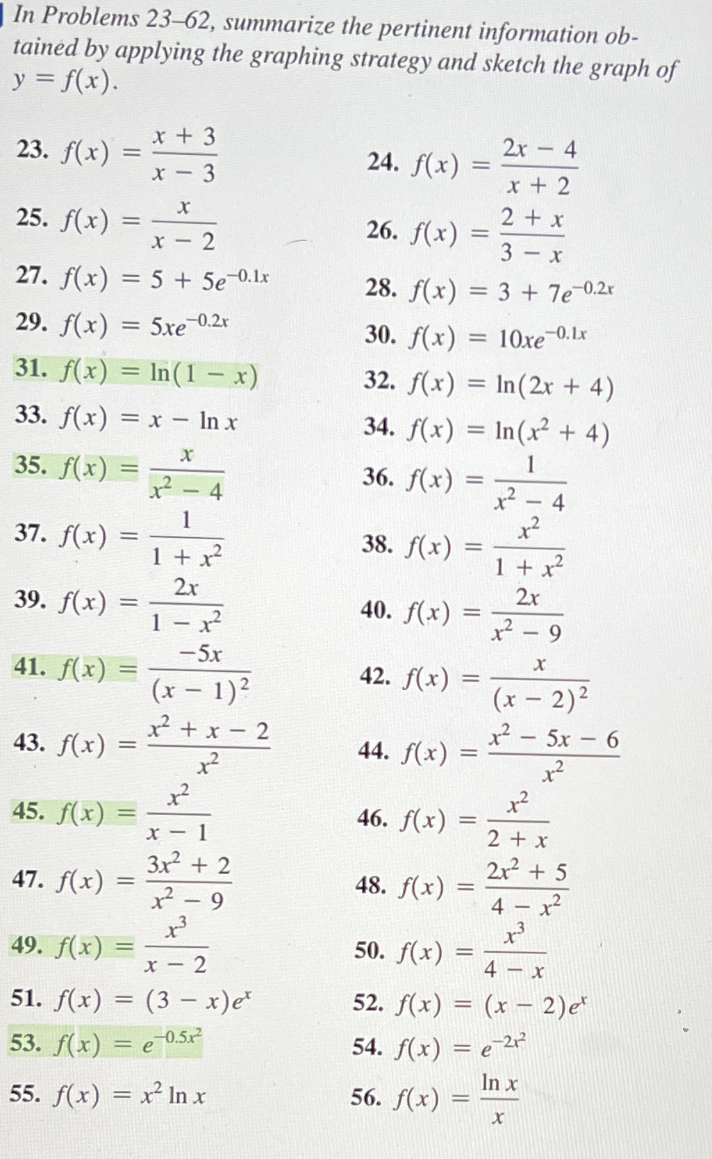 Solved Just the highlighted green problems please | Chegg.com