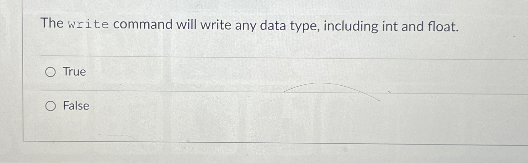 Solved The write command will write any data type, including | Chegg.com