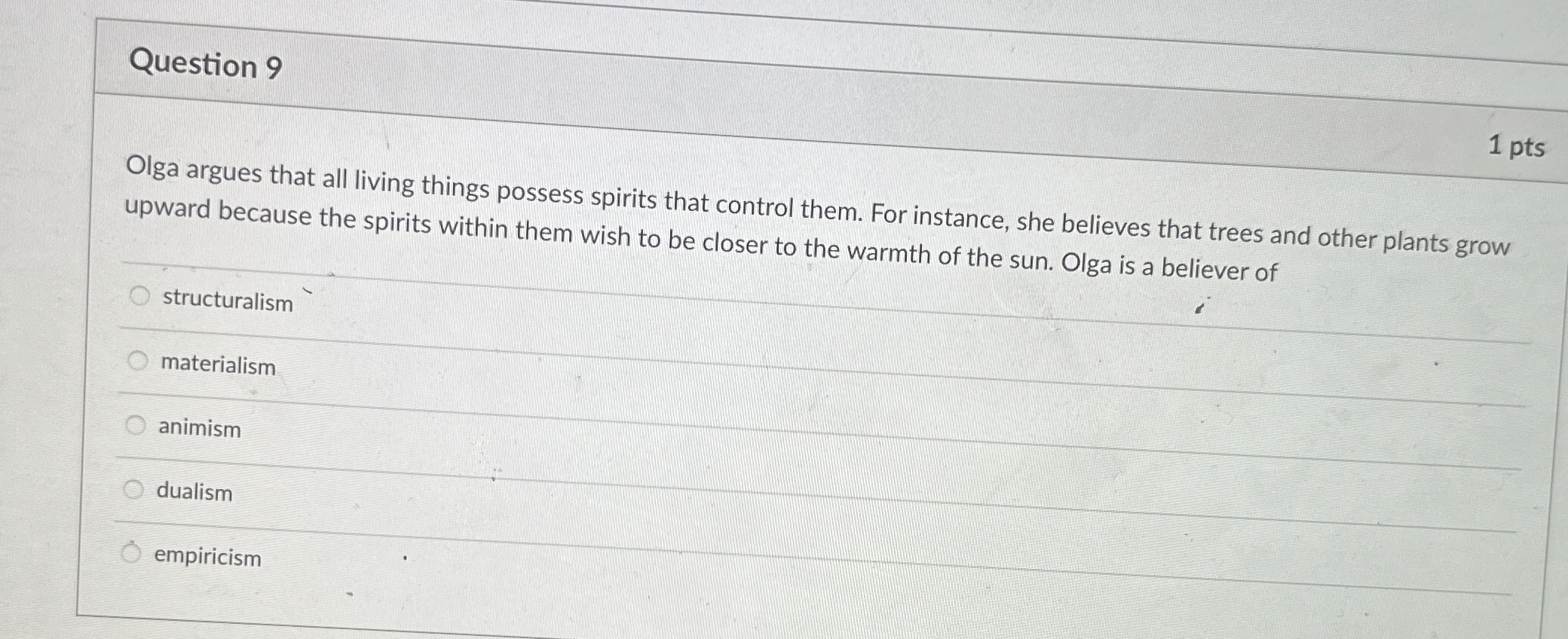 Solved Question 91 ﻿ptsOlga argues that all living things | Chegg.com