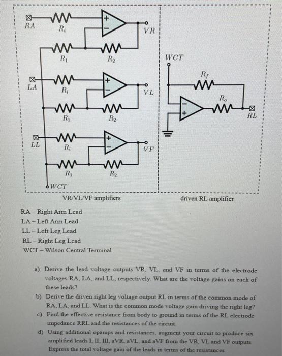 a) Derive the lead voltage outputs VR, VL, and VF in | Chegg.com