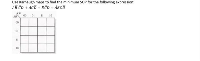 Solved Use Karnaugh maps to find the minimum SOP for the | Chegg.com