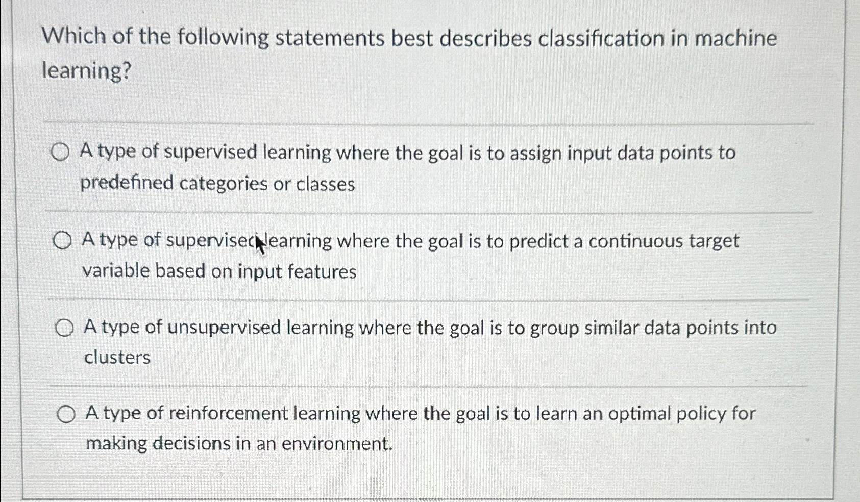 Solved Which of the following statements best describes | Chegg.com