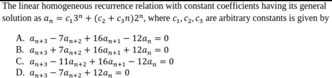 Solved The linear homogeneous recurrence relation with | Chegg.com