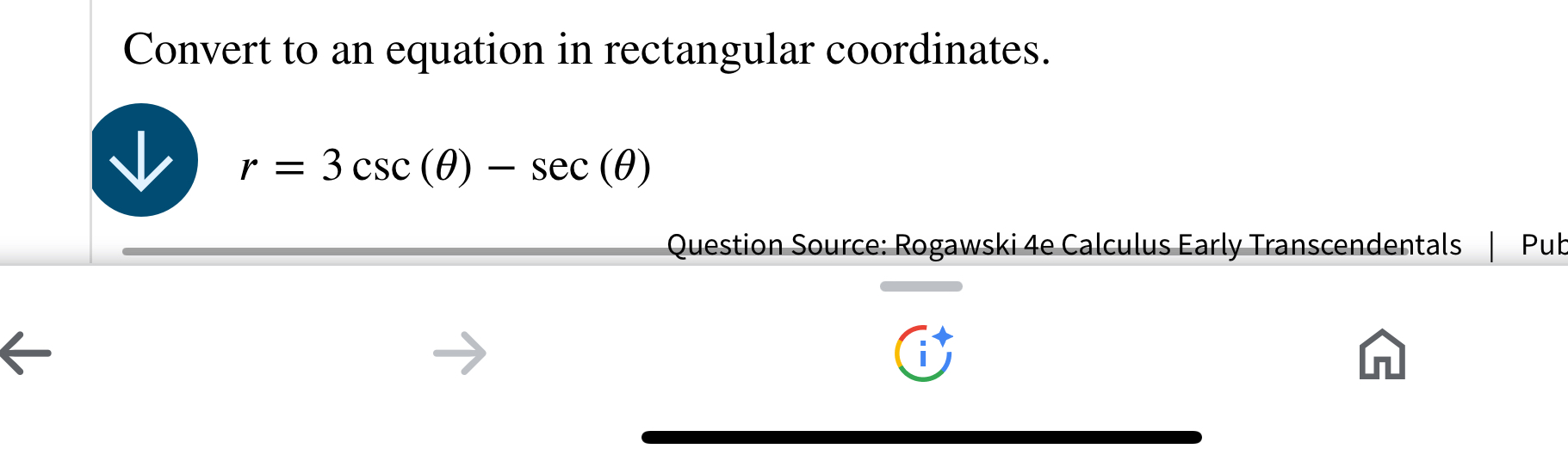 Solved Convert to an equation in rectangular | Chegg.com