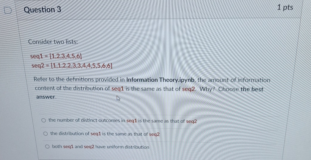 Solved Question 31ptsConsider two lists: ﻿seq | Chegg.com
