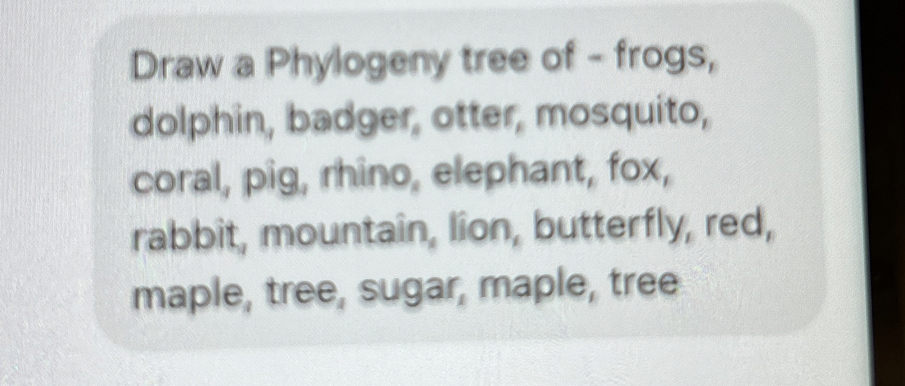 Solved Draw a Simple Phylogeny tree of - ﻿frogs, dolphin, | Chegg.com