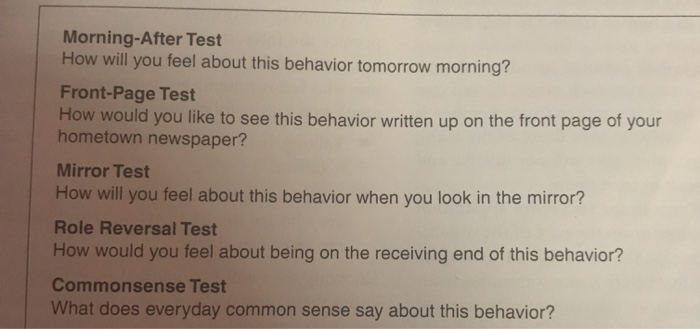 Morning-After Test How will you feel about this | Chegg.com