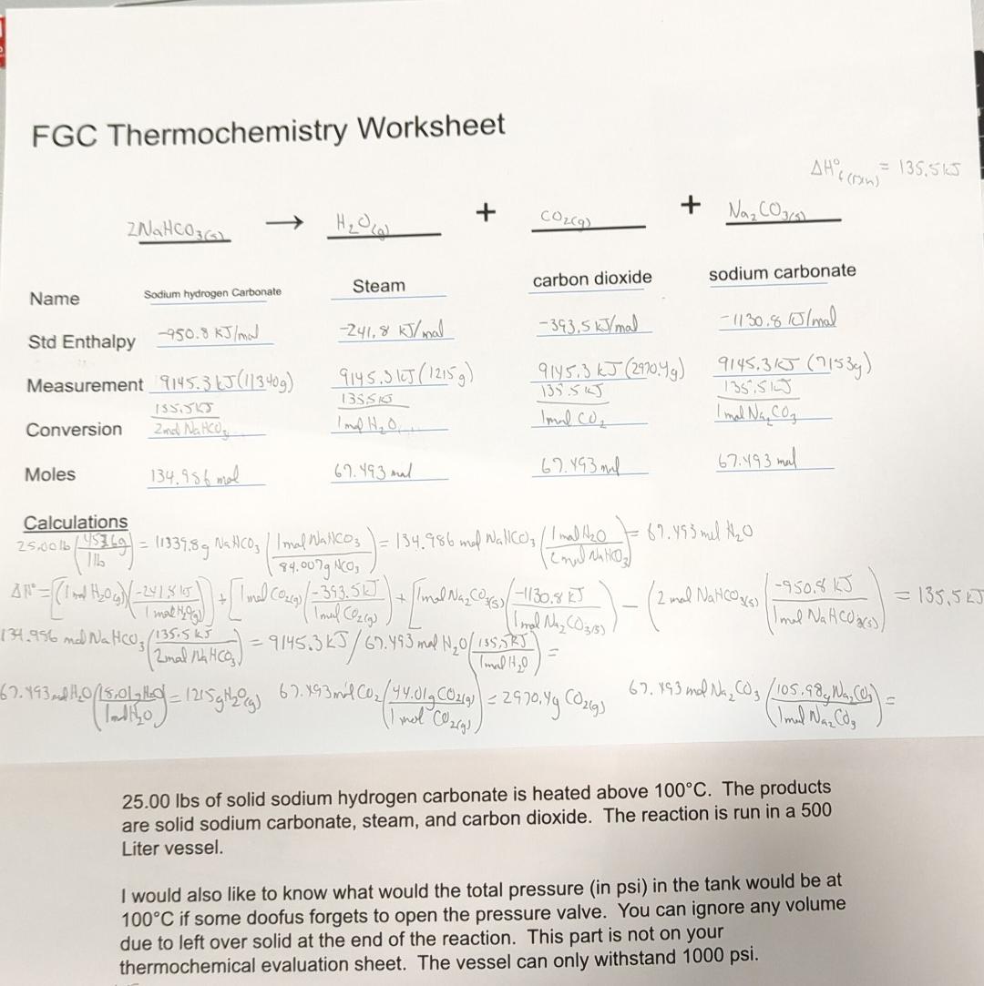 Solved FGC Thermochemistry Worksheet 25.00lbs of solid | Chegg.com