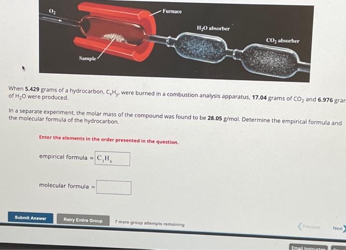 When 5.429 grams of a hydrocarbon, CxHy, were burned | Chegg.com