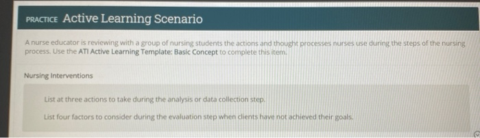 PRACTICE Active Learning Scenario A nurse educator is | Chegg.com