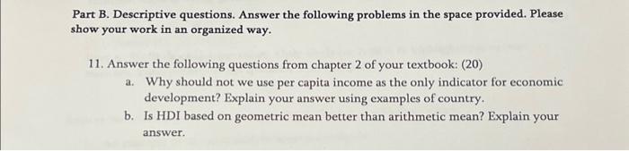 Solved Descriptive questions. Answer the following problems | Chegg.com