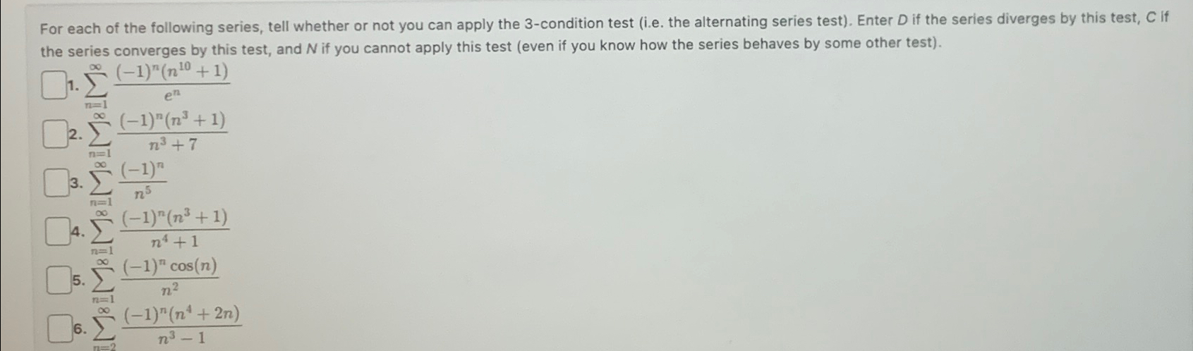 Solved For each of the following series, tell whether or not | Chegg.com
