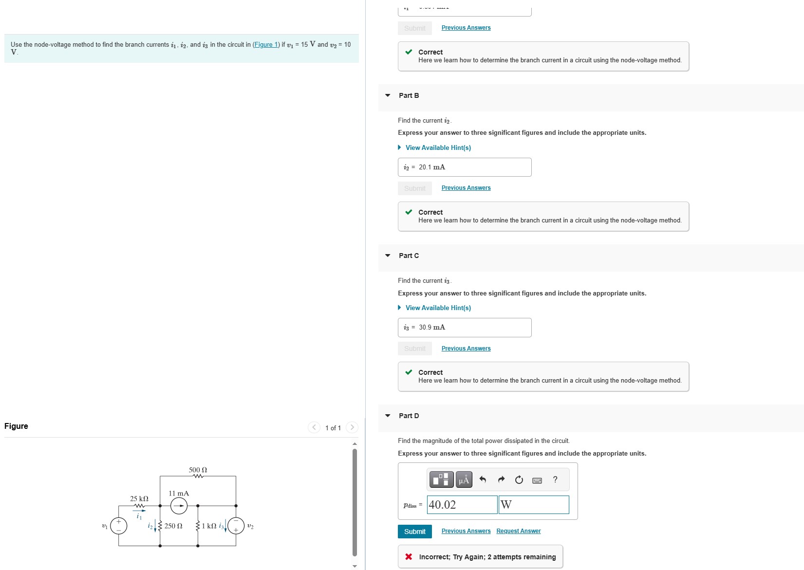 Solved Use the node-voltage method to find the branch | Chegg.com