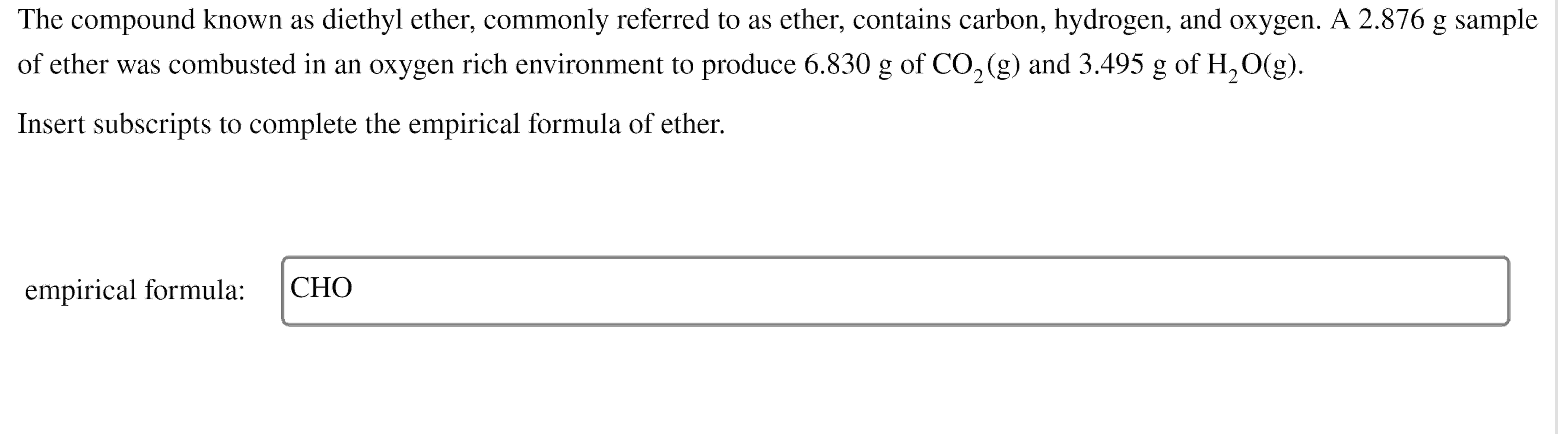 Solved The compound known as diethyl ether, commonly | Chegg.com