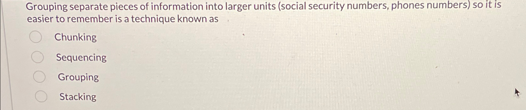 Solved Grouping separate pieces of information into larger | Chegg.com