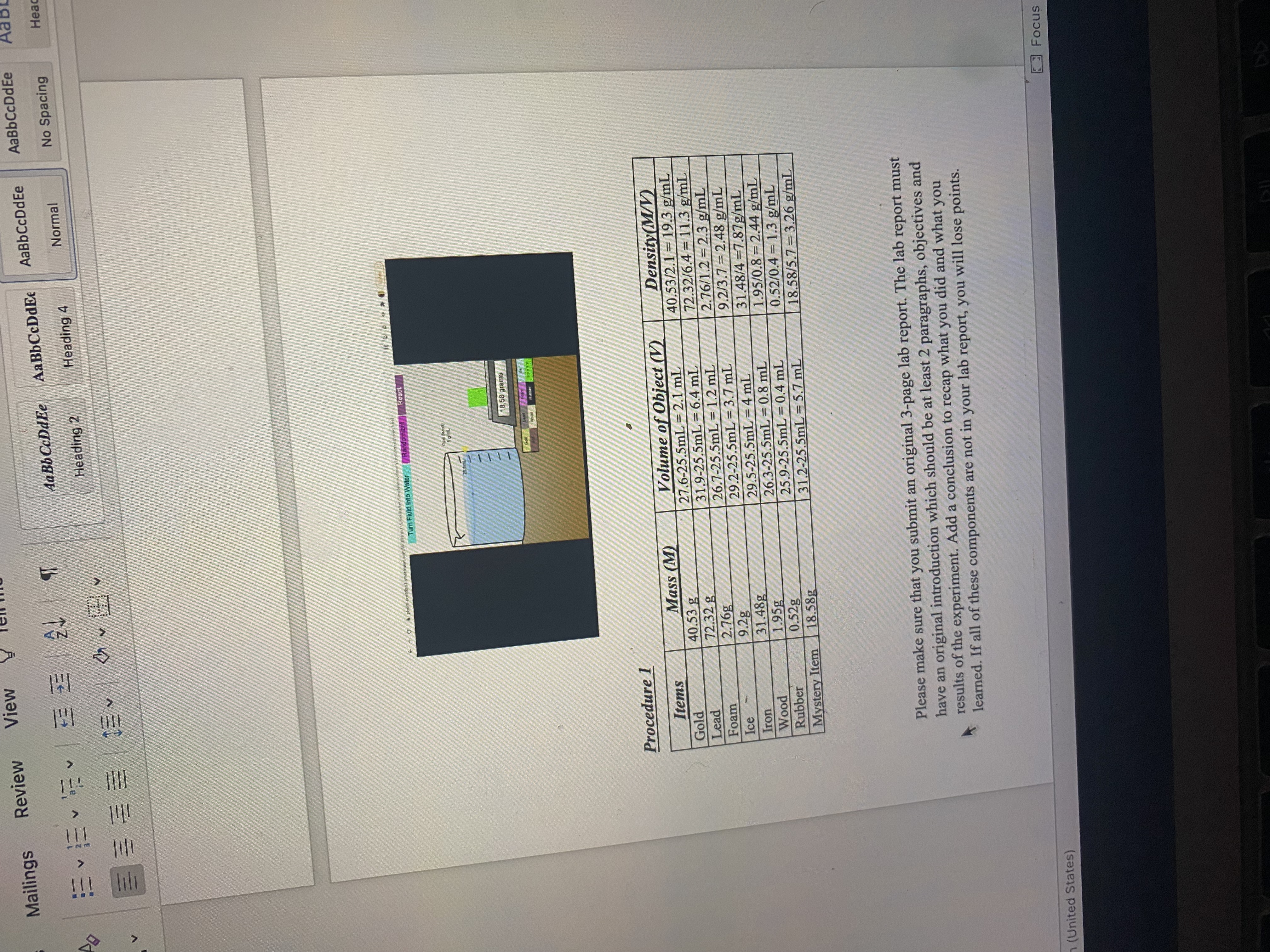 Solved Create a lab report using the following chart include | Chegg.com